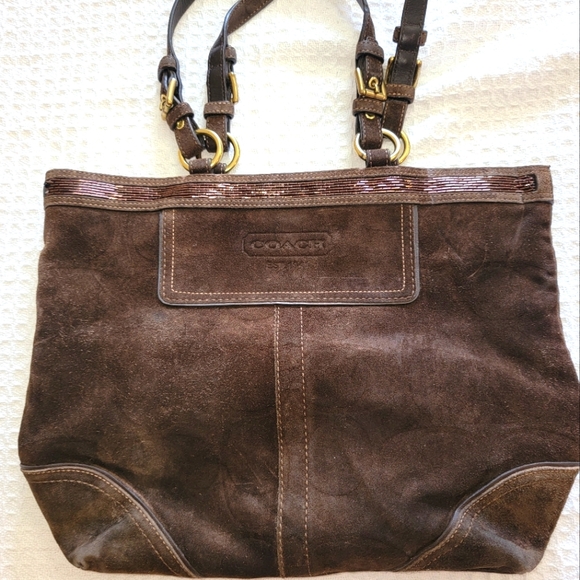 Coach | Bags | Coach Brown Suede Tote Bag | Poshmark